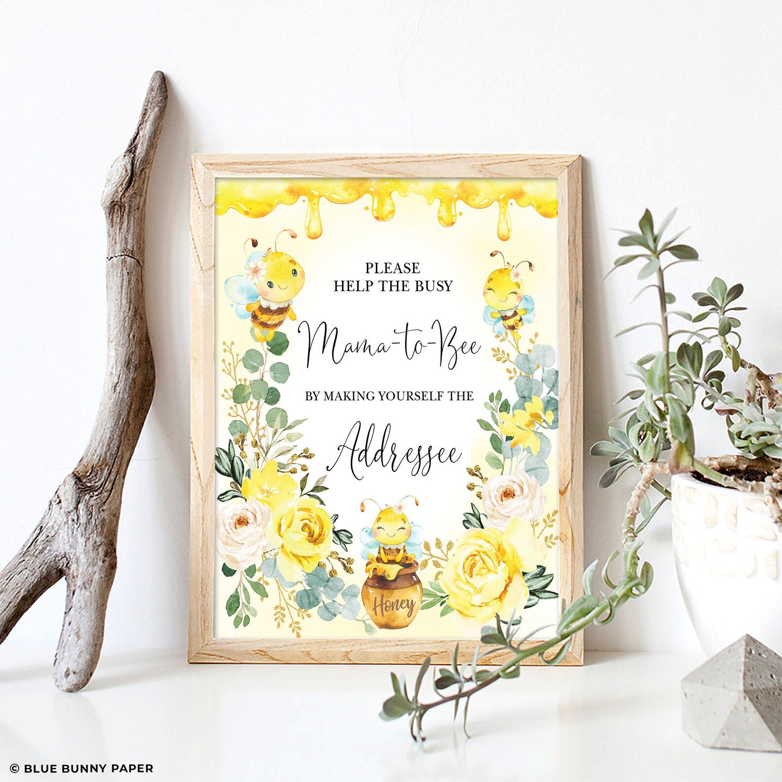 Addressee Sign, Bee Baby Bhower, Neutral Baby Bees, Summer Yellow ...