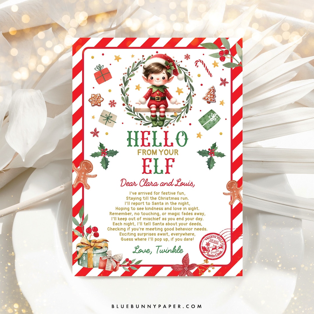 Editable Elf Arrival Letter, Hello From Elf, I'm Back Letter From Elf ...