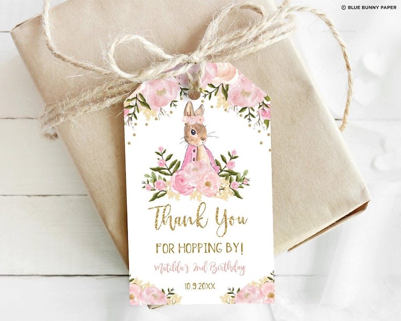 Bunny Favor Tag Template Girl Rabbit Baby Shower Gift Tag | Etsy