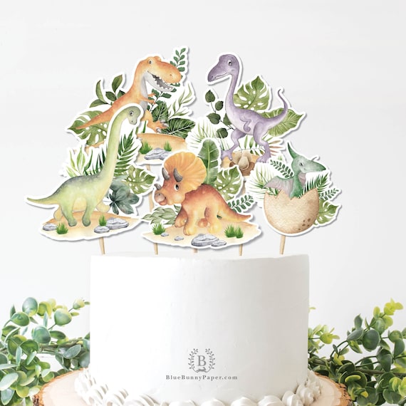 Greenery Dinosaur Cake Toppers Wild One Birthday Dino Theme Jurassic ...