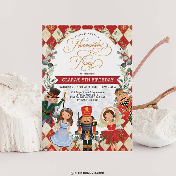 Editable Nutcracker Birthday Party Invitation Template Sugar Plum