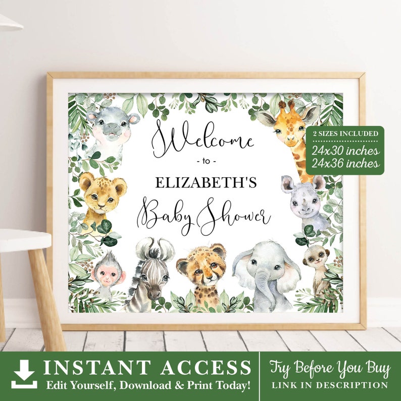 Jungle Safari Backdrop Large Editable Welcome Sign Wild - Etsy