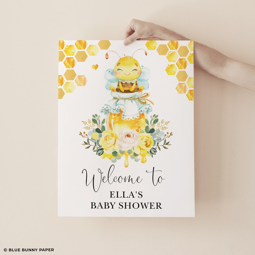 EDITABLE Bee Welcome Sign, Honey Bee Baby Shower Decorations, Bumblebee ...