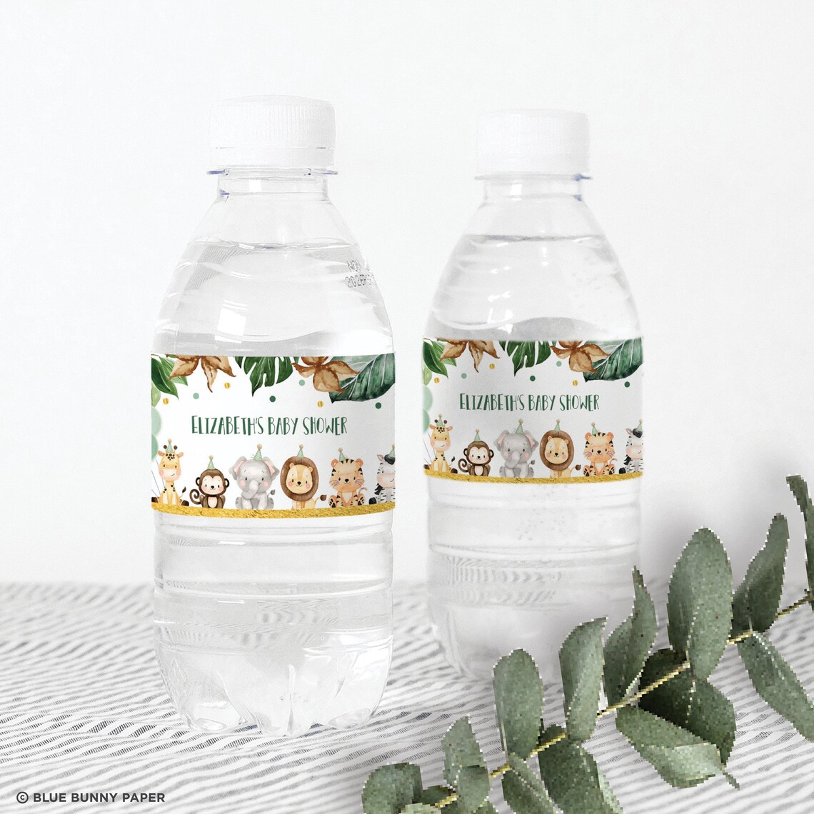 Jungle Water Bottle Label Template, Safari Party Animals Baby Shower ...