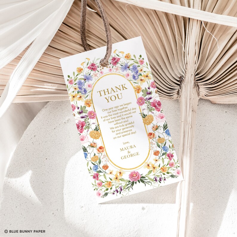 Wildflower Wedding Favor Tag Template, Spring Flower Bridal Party ...
