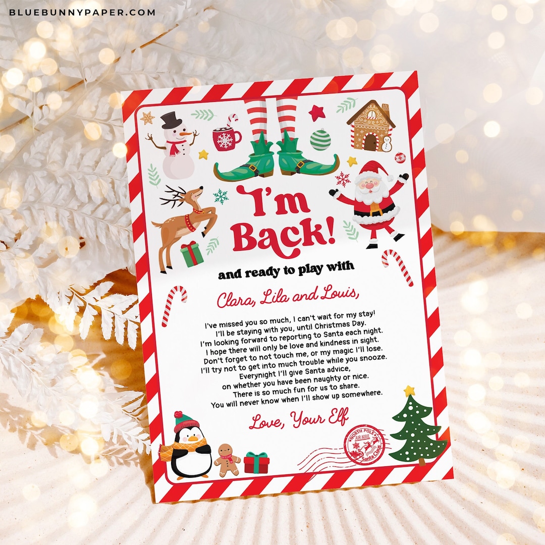 Editable Elf Arrival Letter, I'm Back Elf Return Letter, Welcome Back ...