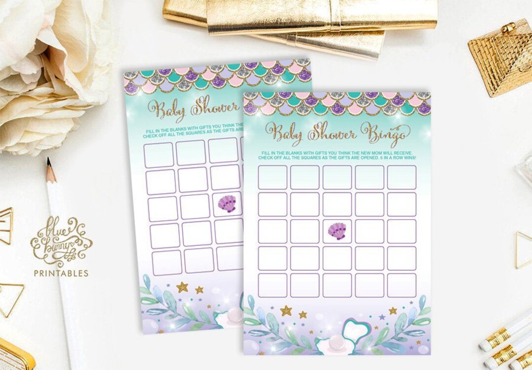Bingo Mermaid Baby Shower Printable Game. Under the Sea INSTANT ...