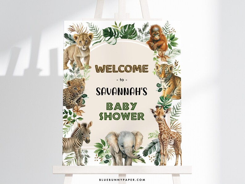 Boho Safari Welcome Sign Jungle Animals Baby Shower Editable - Etsy