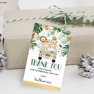 Editable Safari Favor Tag Template. Tropical Greenery Jungle Animals ...