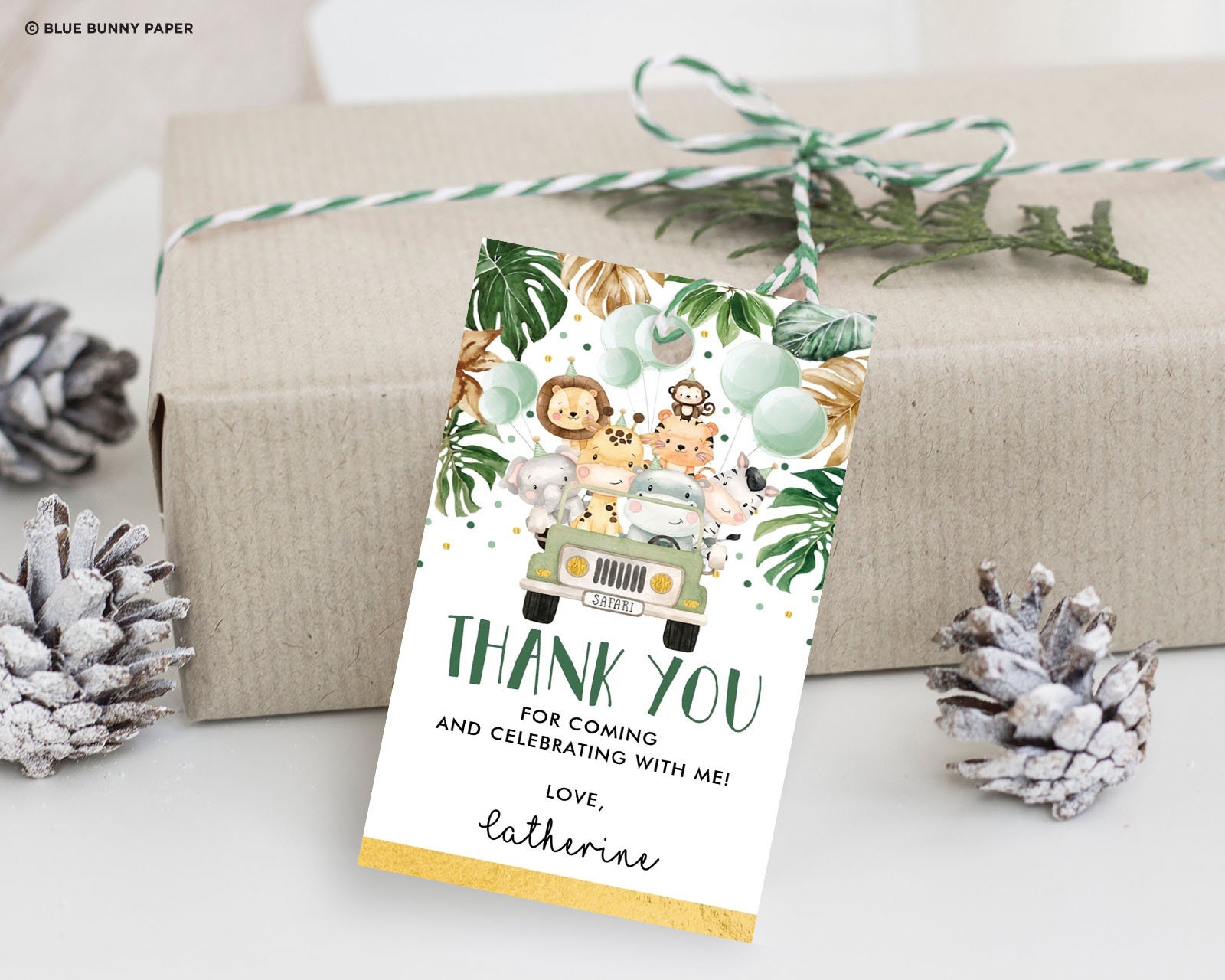 Editable Safari Favor Tag Template. Tropical Greenery Jungle - Etsy