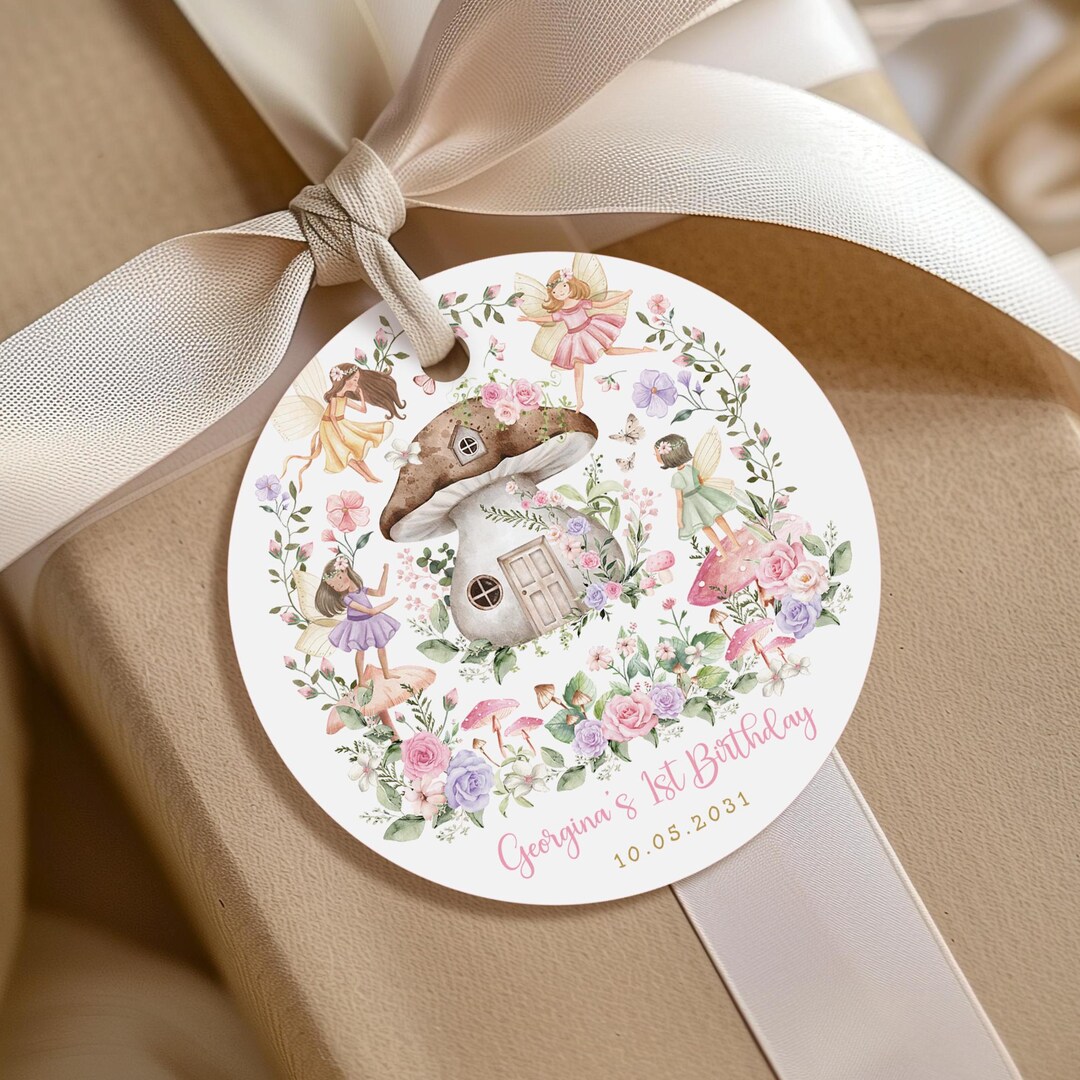 EDITABLE Fairy Round Sticker Label Fairy Garden Circle Tag Template ...