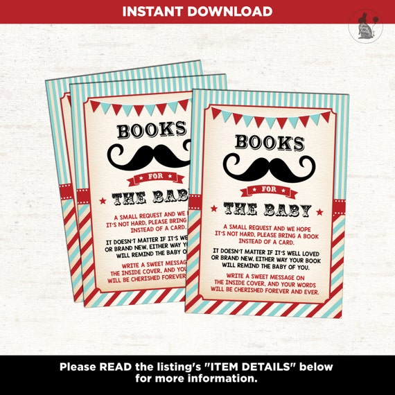 Mustache Baby Shower. Little Man Books for Baby Card. Bring a Book ...