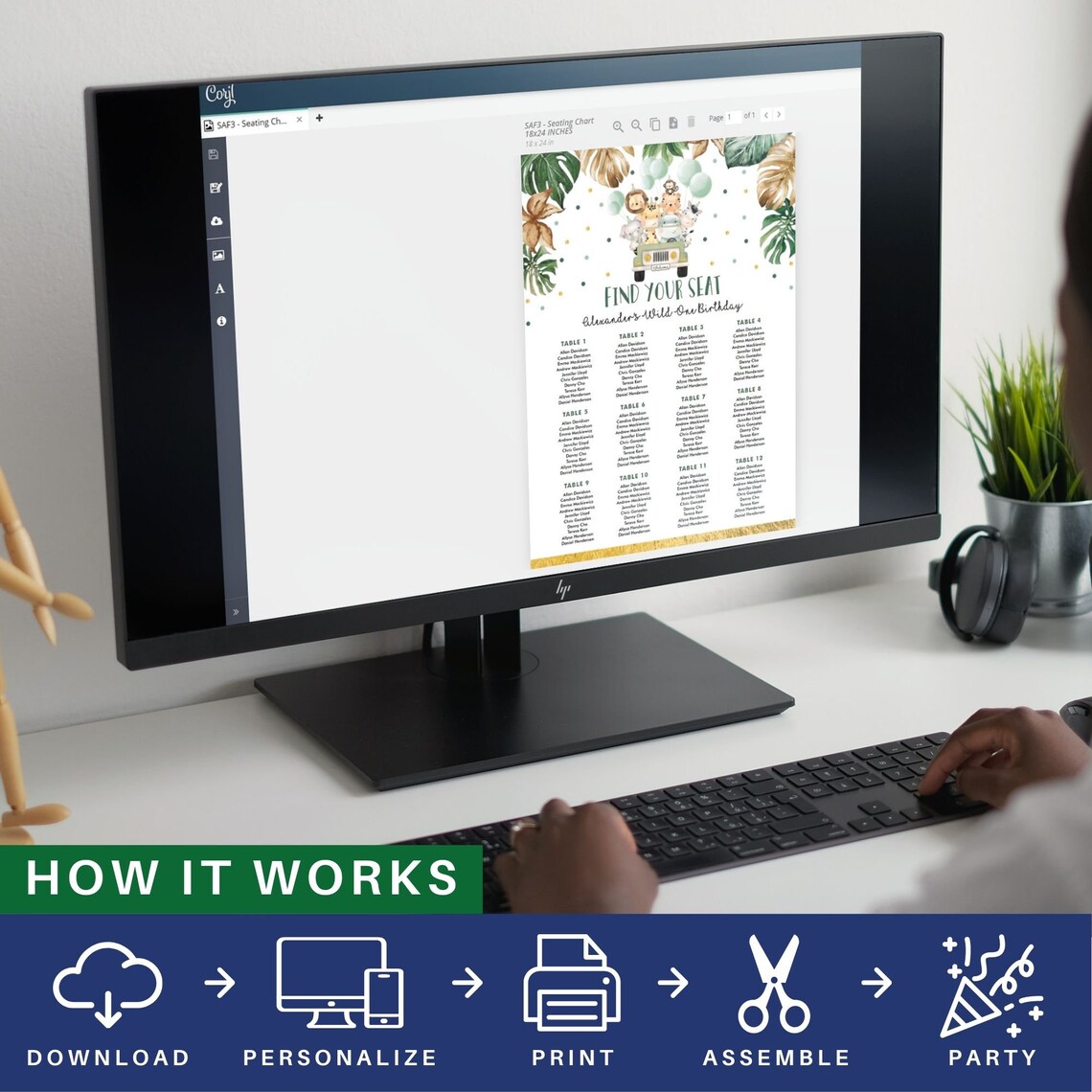 Safari Animals Seating Chart Template Jungle Wild One 1st | Etsy