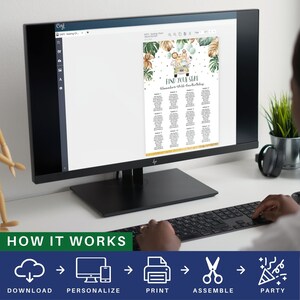 Safari Animals Seating Chart Template, Jungle Wild One 1st Birthday ...