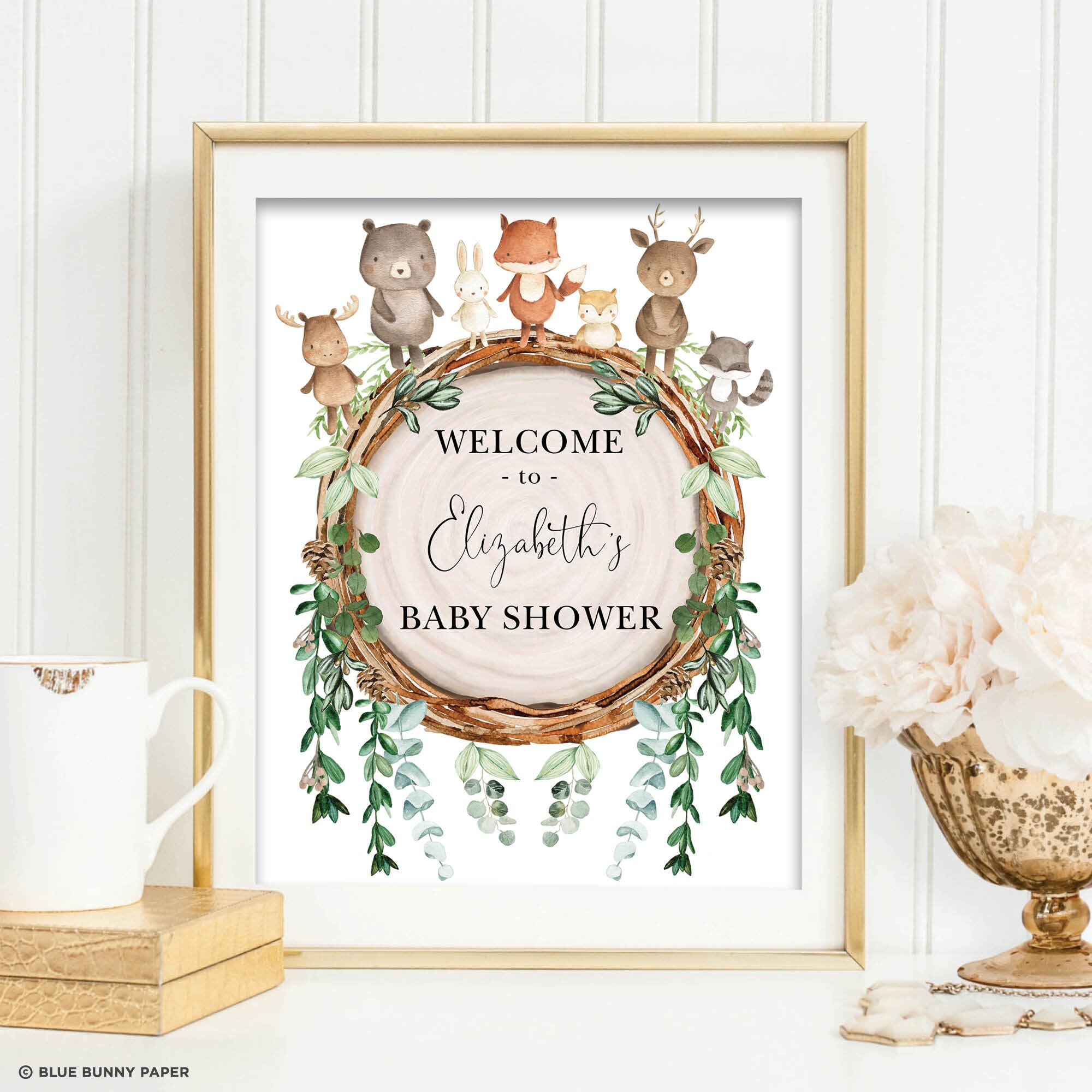 Editable Woodland Welcome Sign Rustic Forest Animals Baby - Etsy