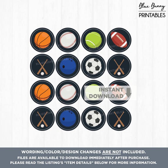 All Star SPORTS cupcake toppers. Birthday Party Favors. Baby Shower ...