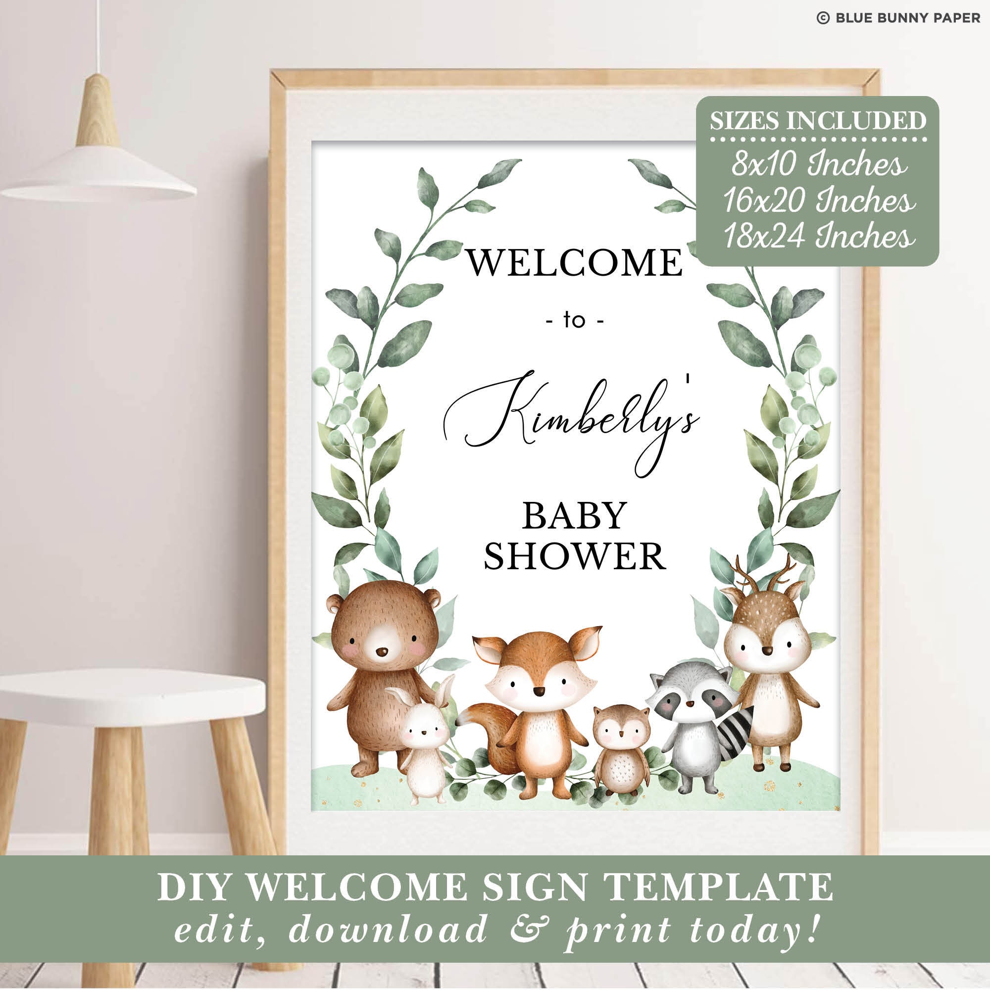 Woodland Welcome Sign Forest Animals Baby Shower Decorations | Etsy