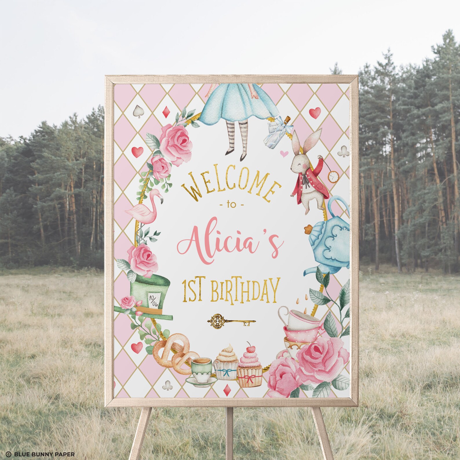 Alice in Wonderland Welcome Sign Template EDITABLE Mad Hatter | Etsy