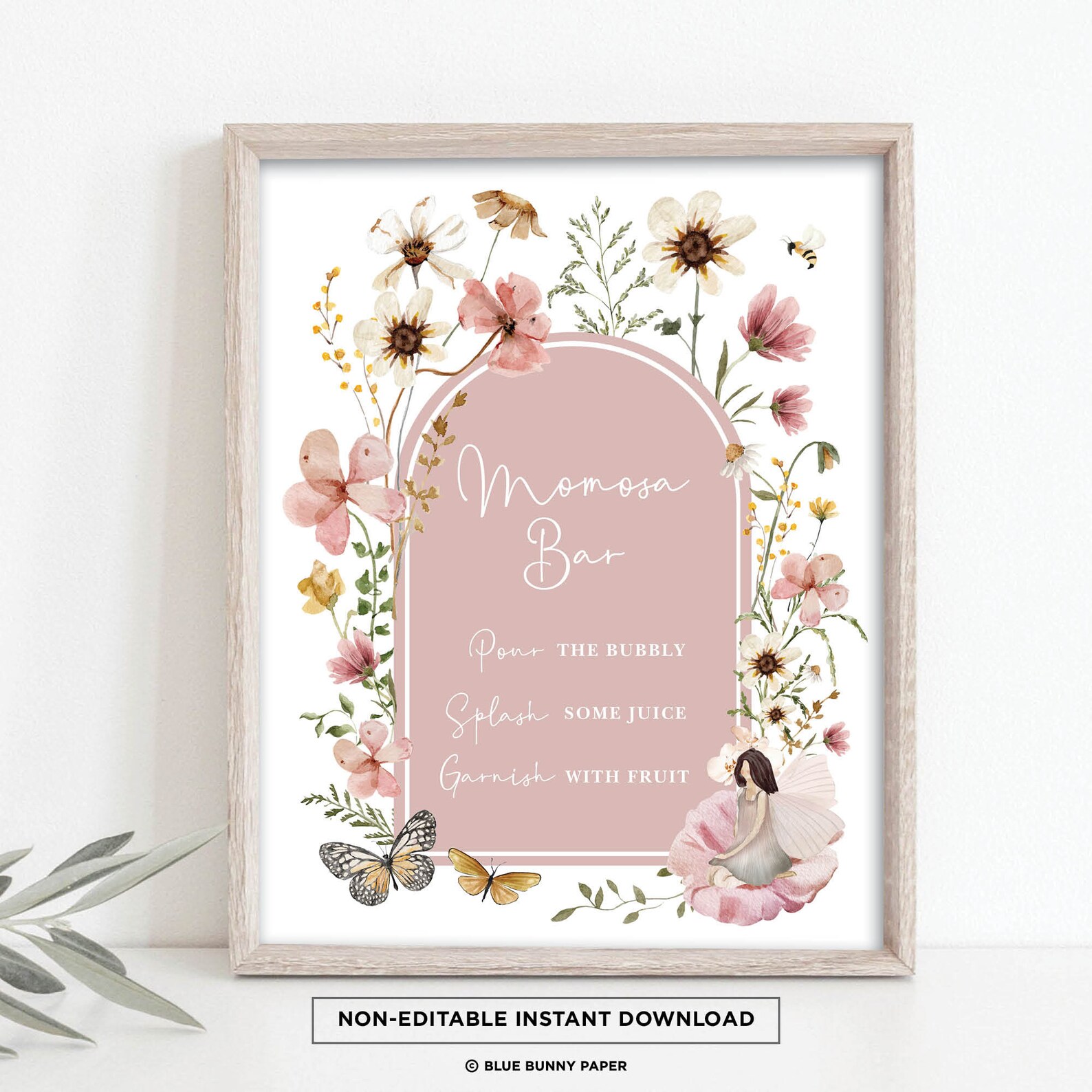 Fairy Momosa Bar Sign Boho Fairy Baby Shower Printable Wildflower ...