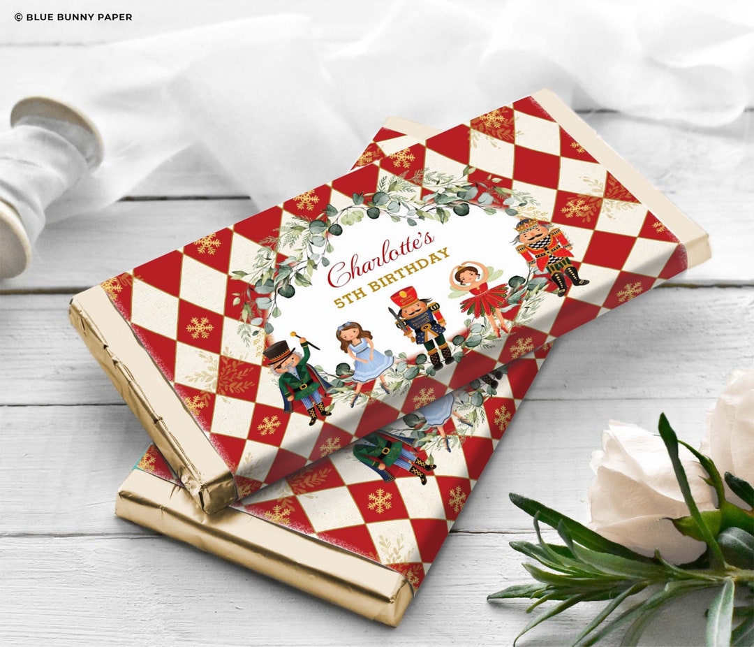 Editable Nutcracker Chocolate Wrapper, Winter Holiday Birthday Party ...