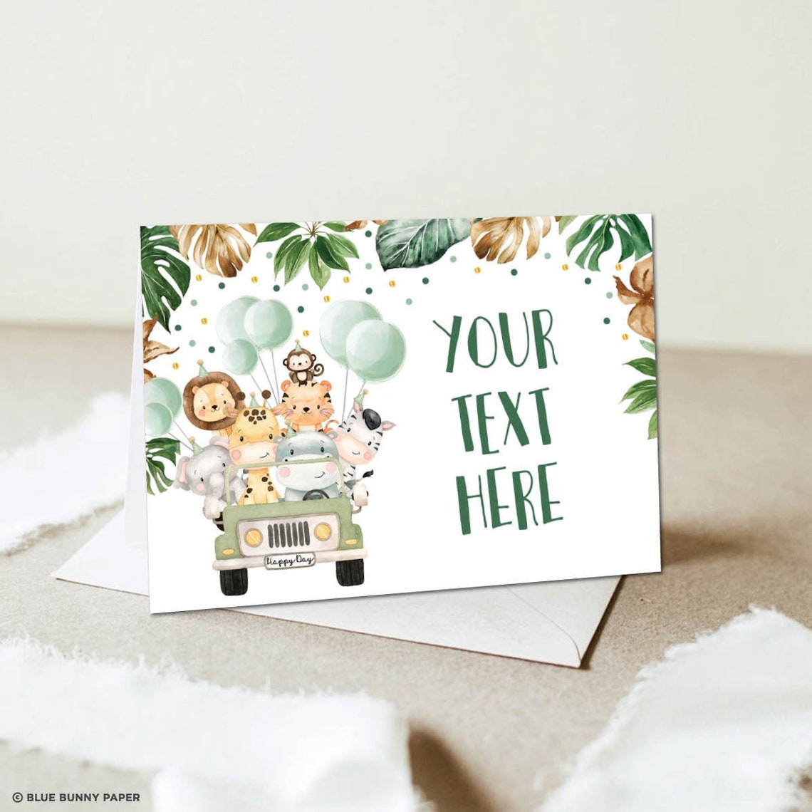 Greenery Safari Editable Place Cards. Jungle Animals Baby | Etsy