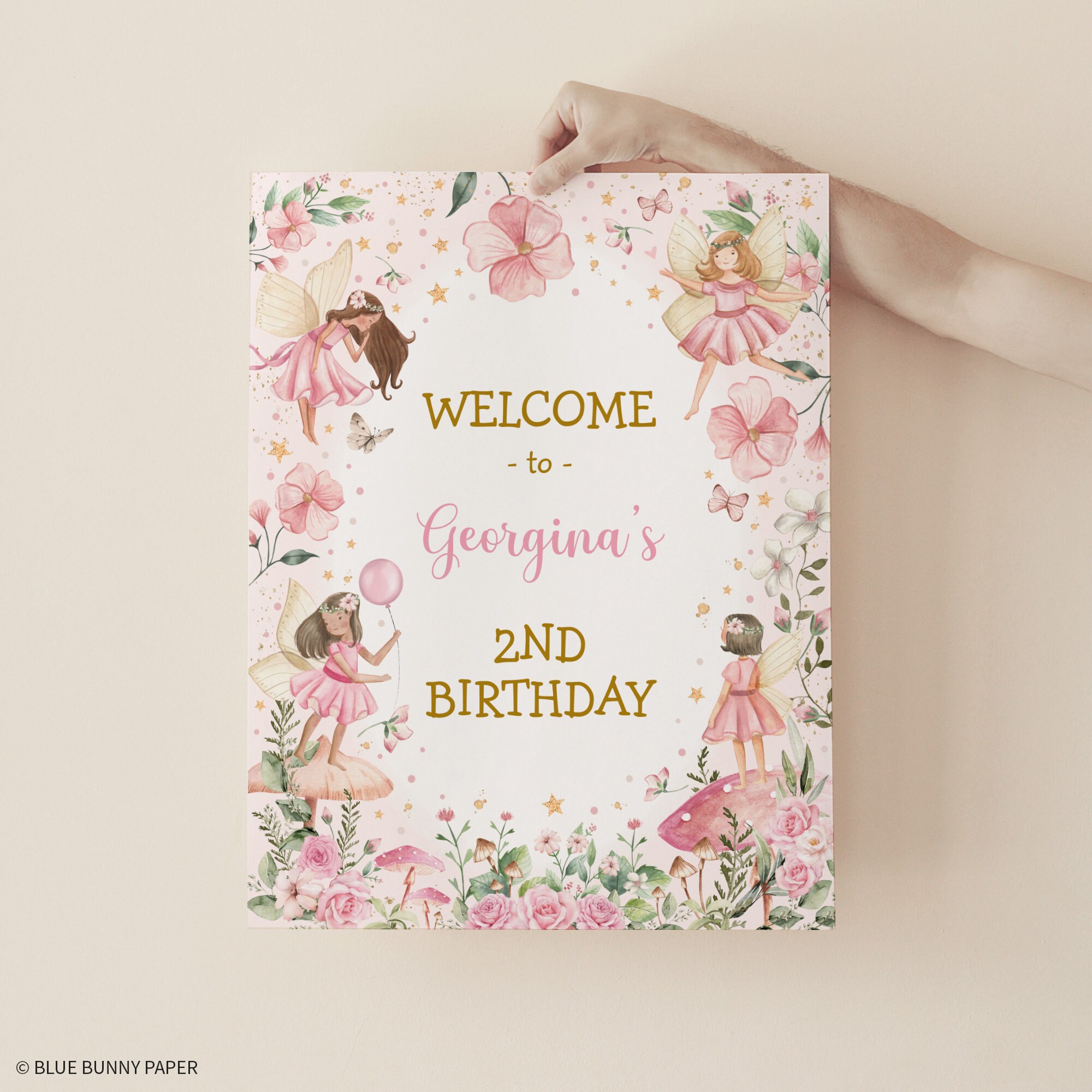 Whimsical Fairy Birthday Welcome Sign Editable Template Floral Fairy ...