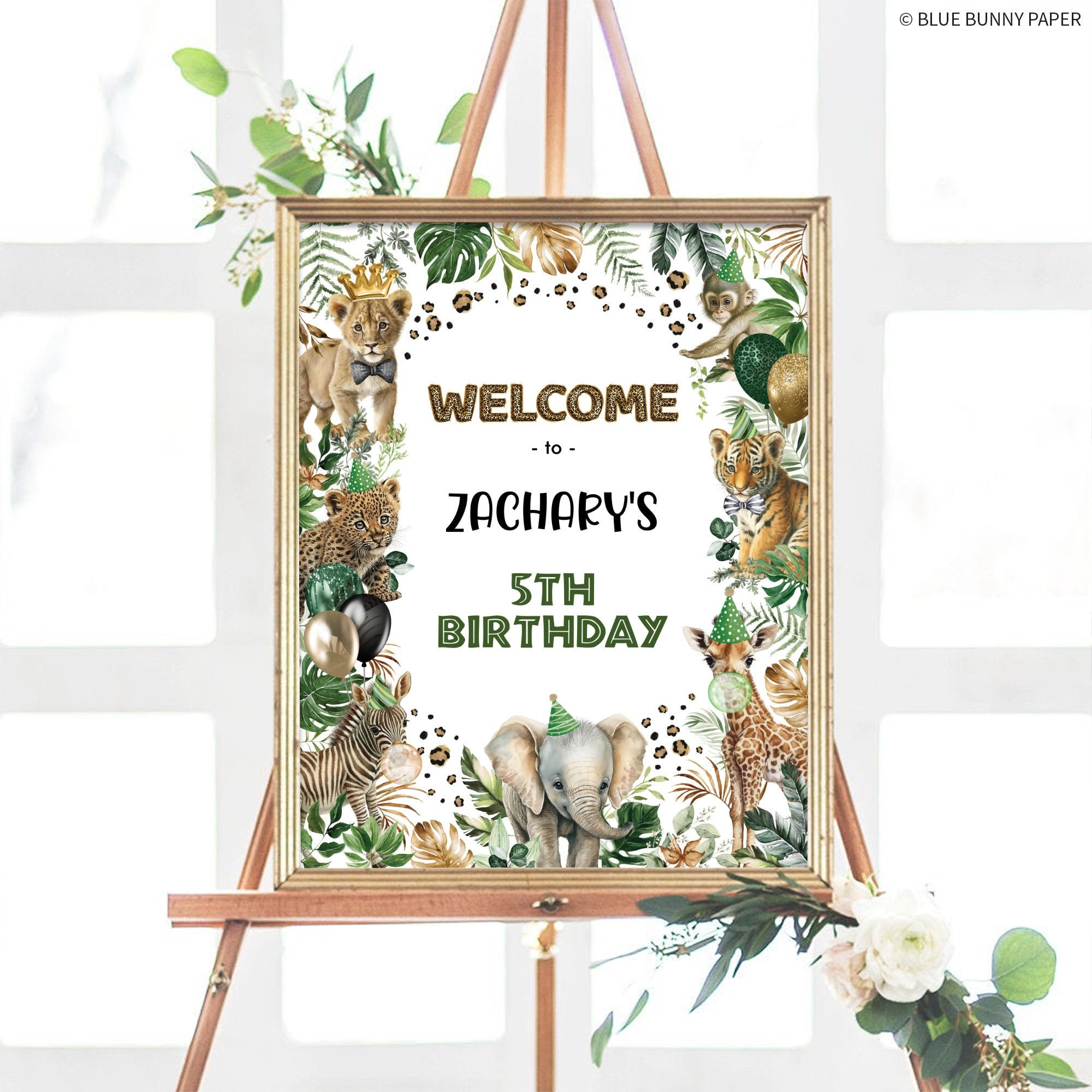 Jungle Safari Welcome Sign Editable Birthday or Baby Shower Printable ...