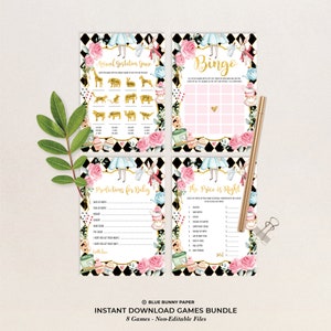 Alice in Wonderland Baby Shower Games Bundle, 8x Mad Hatter Tea Party ...