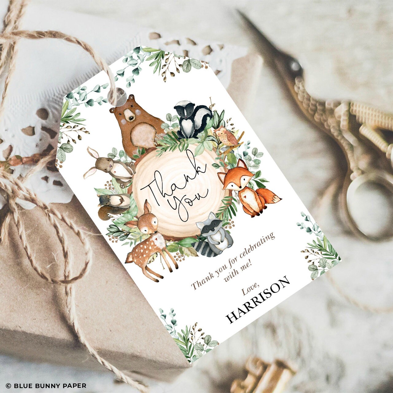 Greenery Woodland Favor Tags. Forest Animals Party Printable. Wild One ...