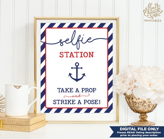 Nautical Selfie Station Printable Download. Nautical Baby Shower Photo ...