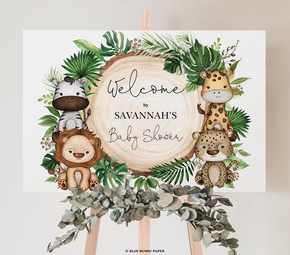 Wild Safari Animals Backdrop Large Editable Welcome Sign | Etsy