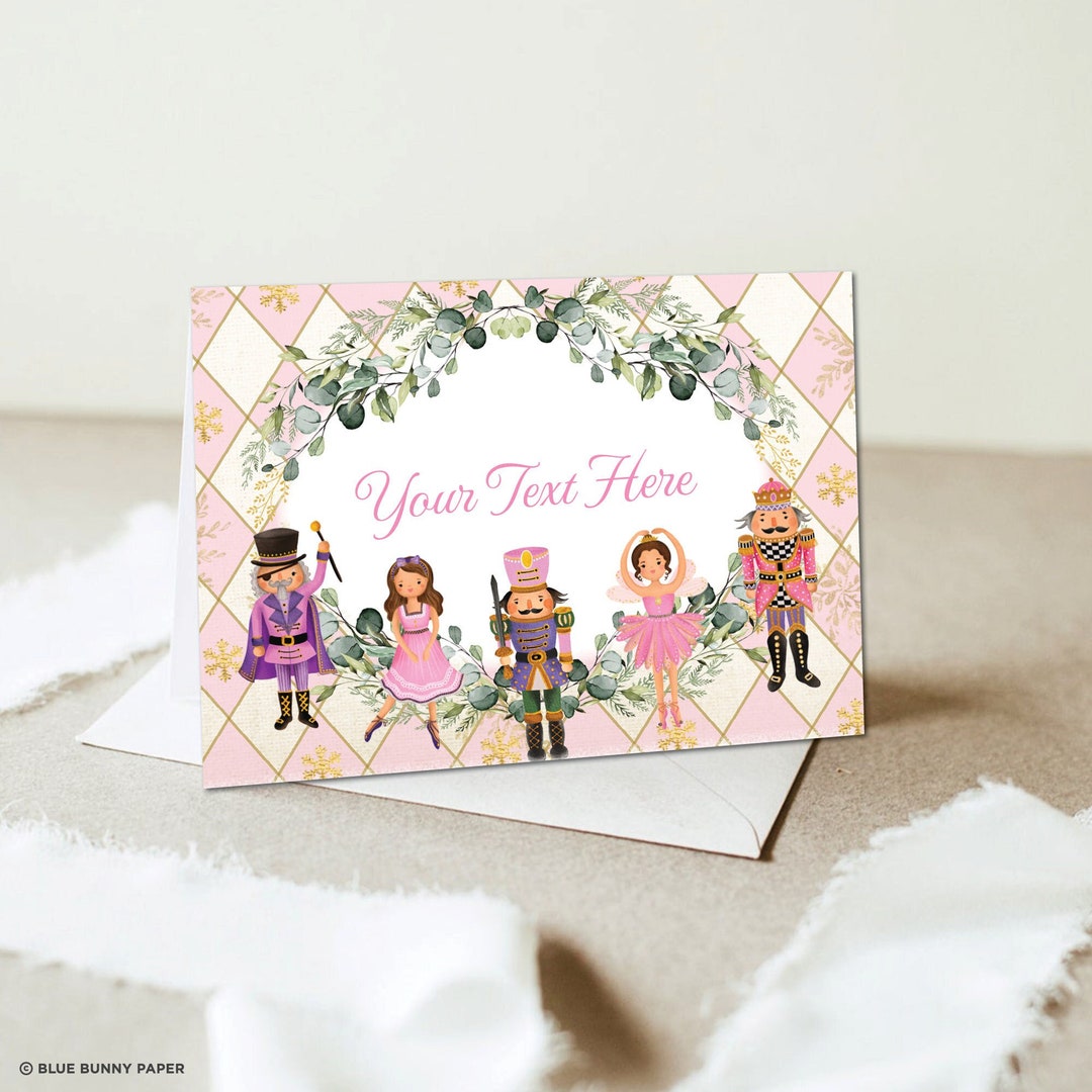 Pink Nutcracker Party Place Cards Christmas Holiday Food Tent Labels ...
