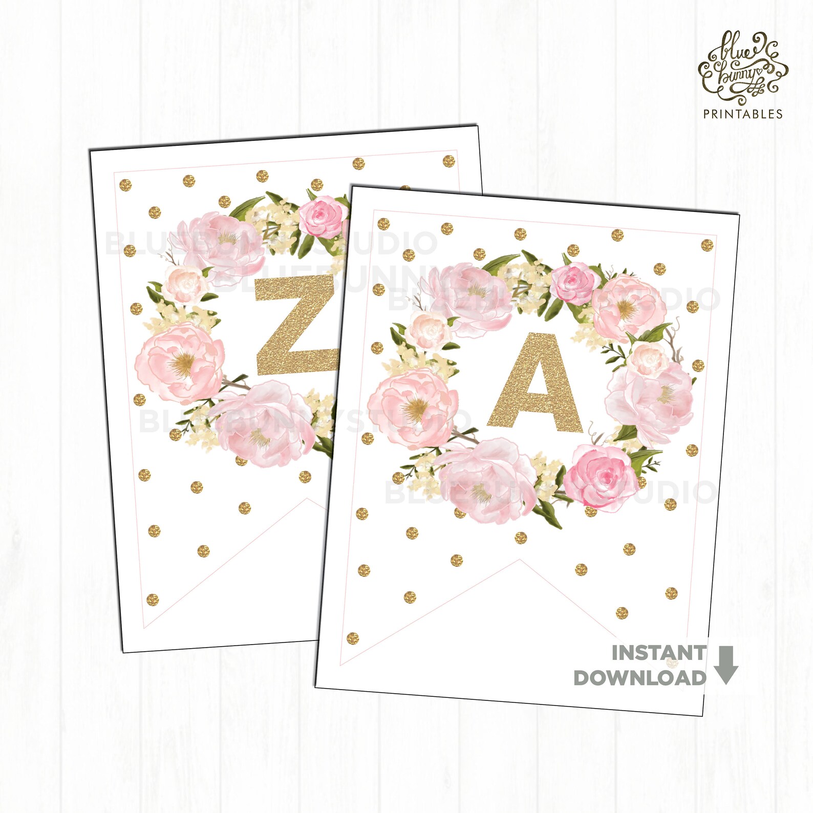 Pink Floral Birthday Printable Banner. Party Decorations. Baby - Etsy