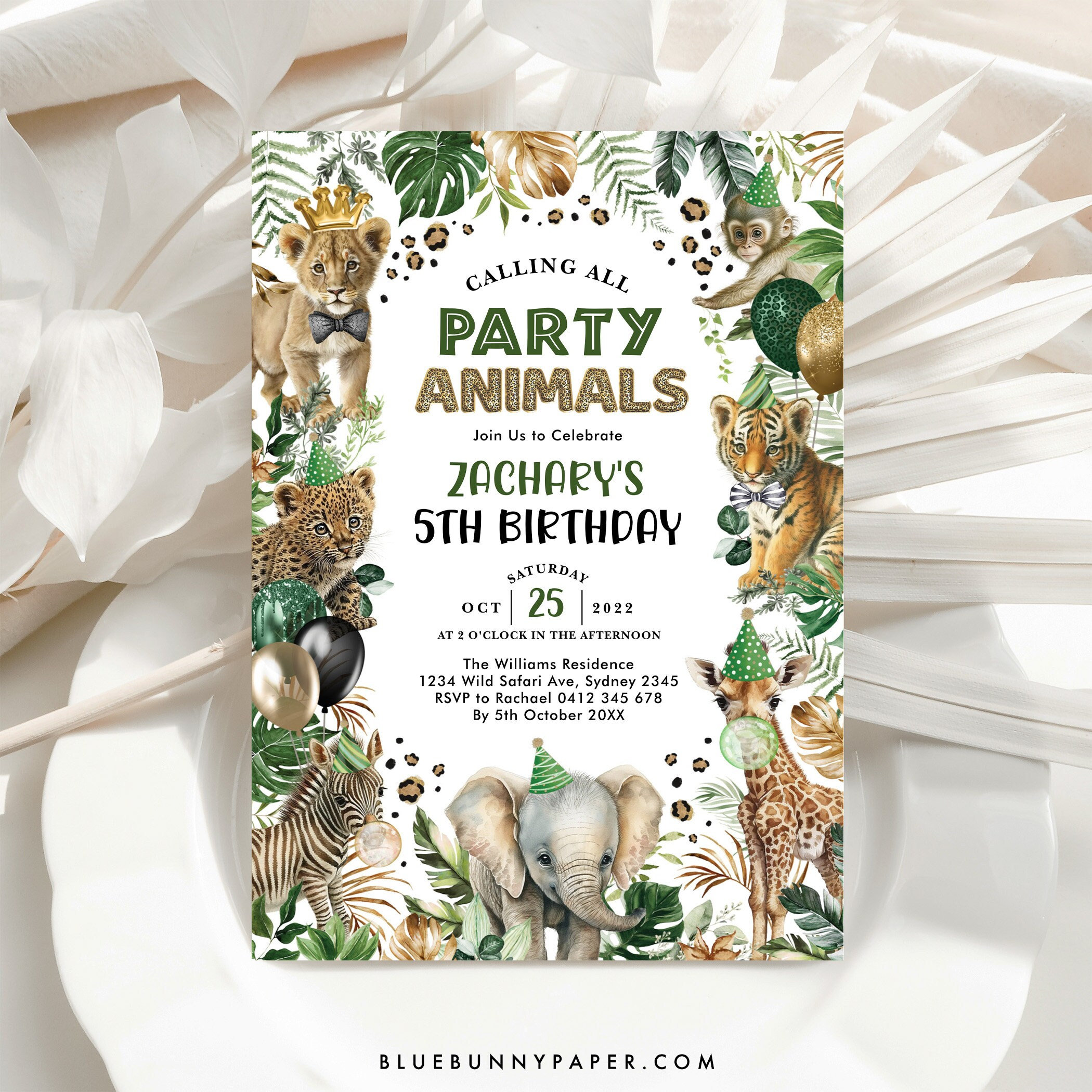 Zoo Themed Party Invitation Birthday Party Invitation Card Canva