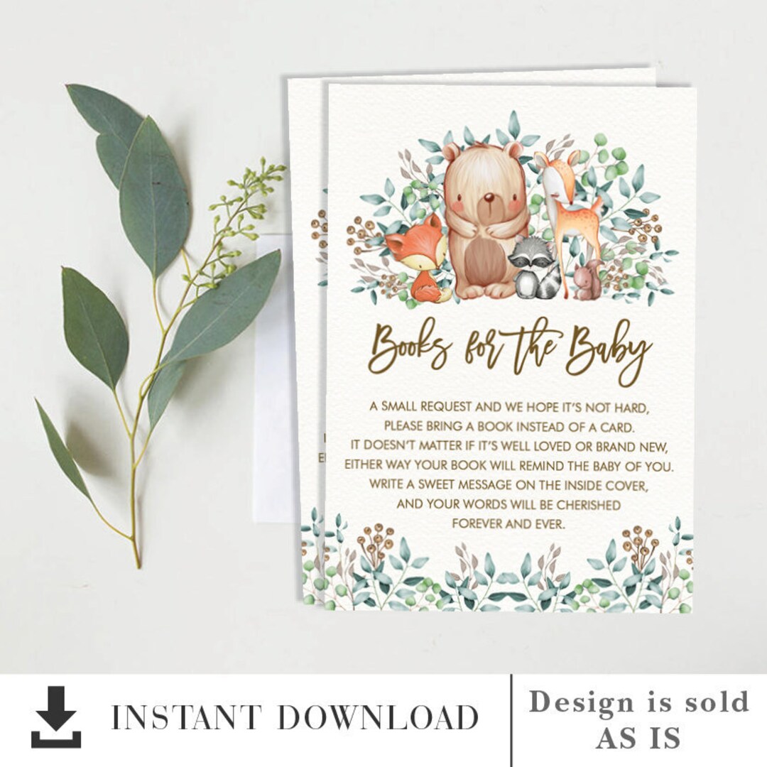 Whimsical Woodland Books for the Baby Card / Forest Animals - Etsy