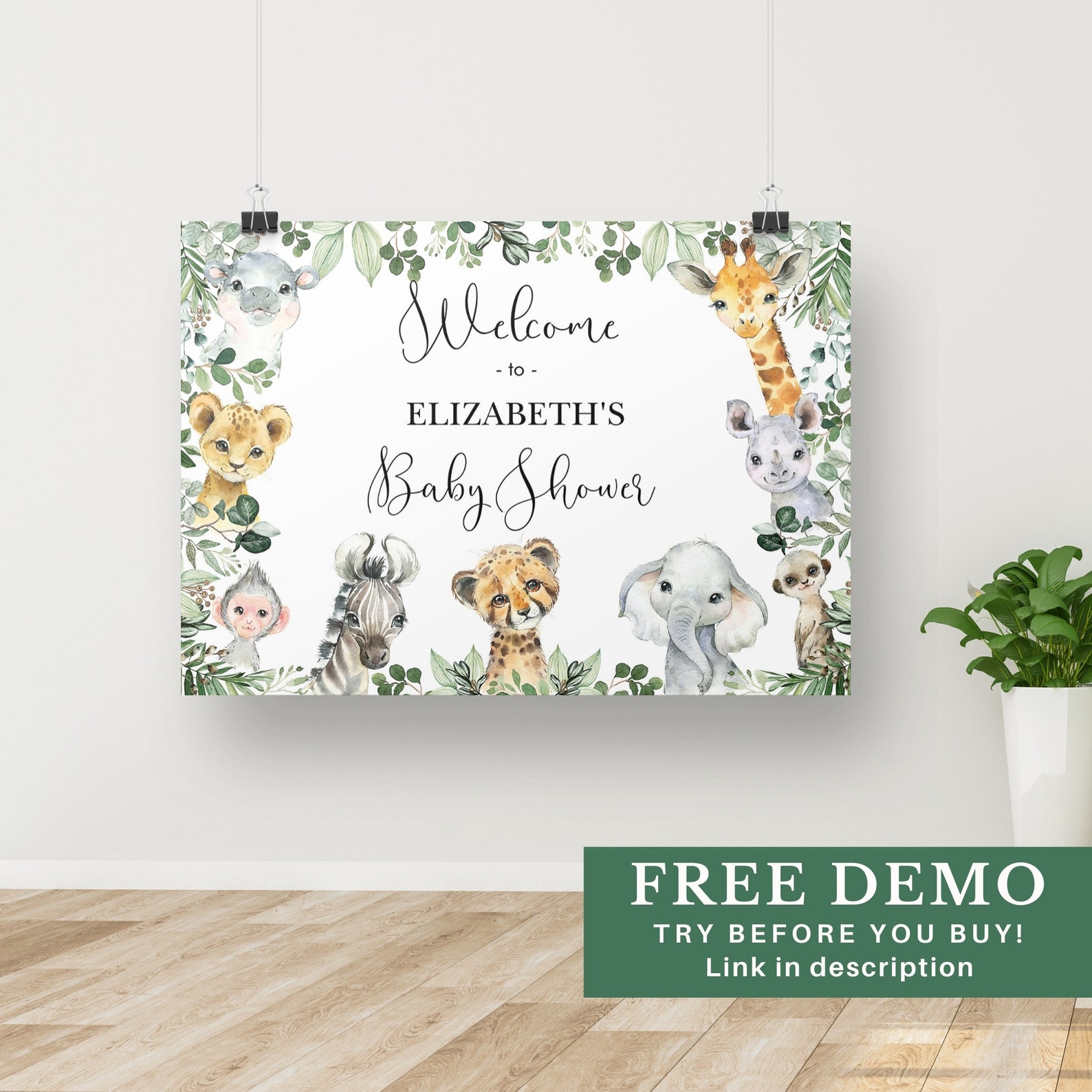 Jungle Safari Backdrop Large Editable Welcome Sign Wild - Etsy