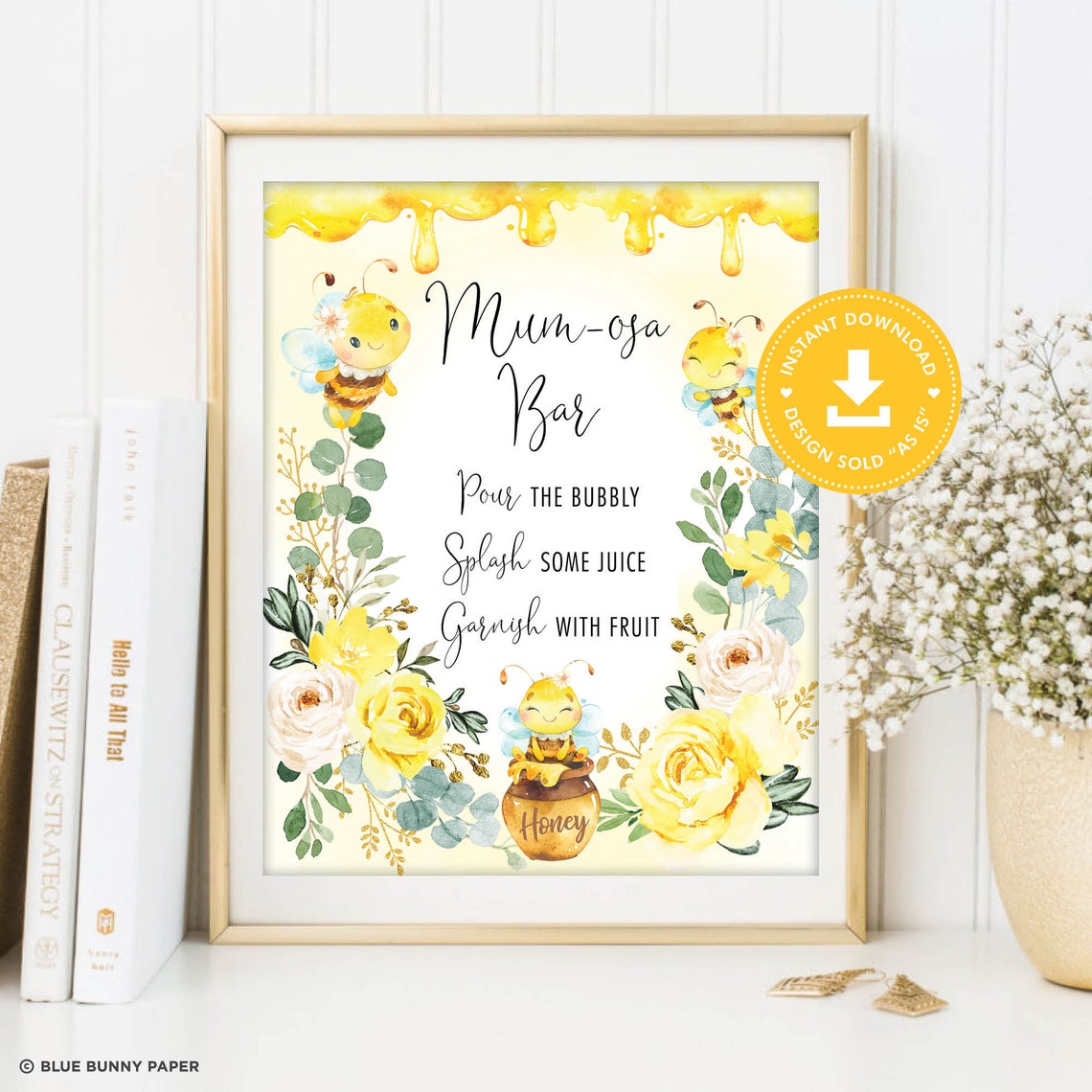 Mom-osa Bar Sign Bee Baby Shower Sign Mimosa Bar - Etsy