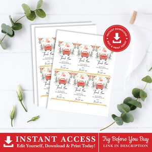 Winter Drive by Favor Tag Template, Christmas Holiday Gift Tags, Red ...