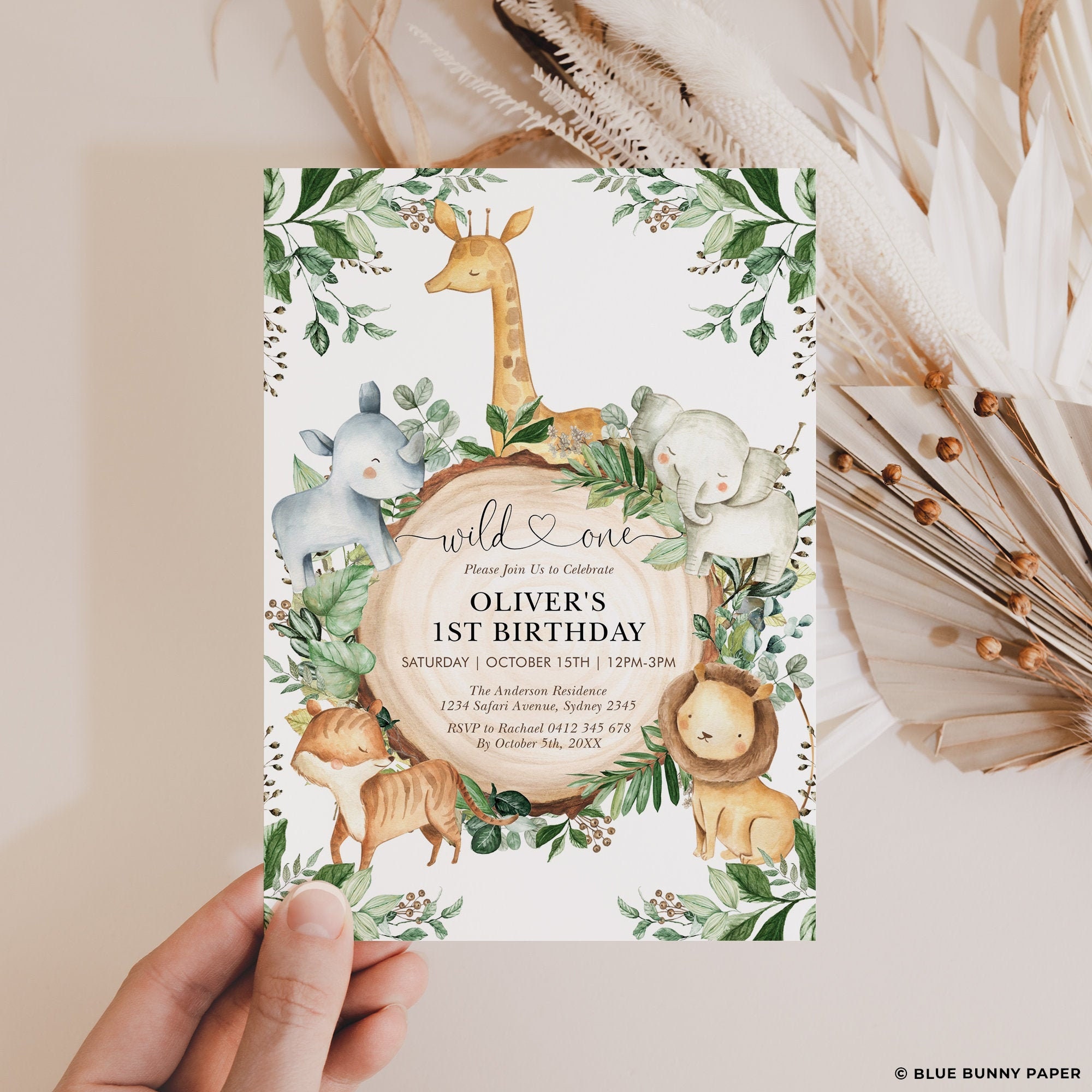 Editable Wild One Birthday Invitation Jungle Party Invite - Etsy