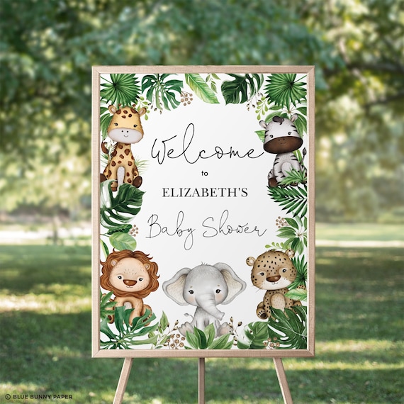 Editable Safari Welcome Sign Tropical Jungle Animals Baby - Etsy