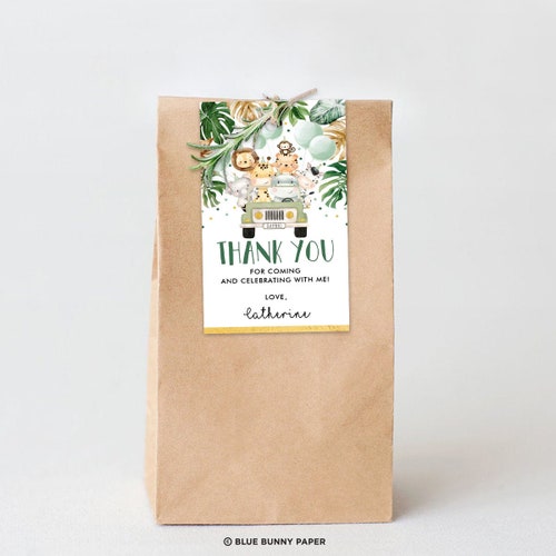 Editable Safari Favor Tag Template. Tropical Greenery Jungle - Etsy