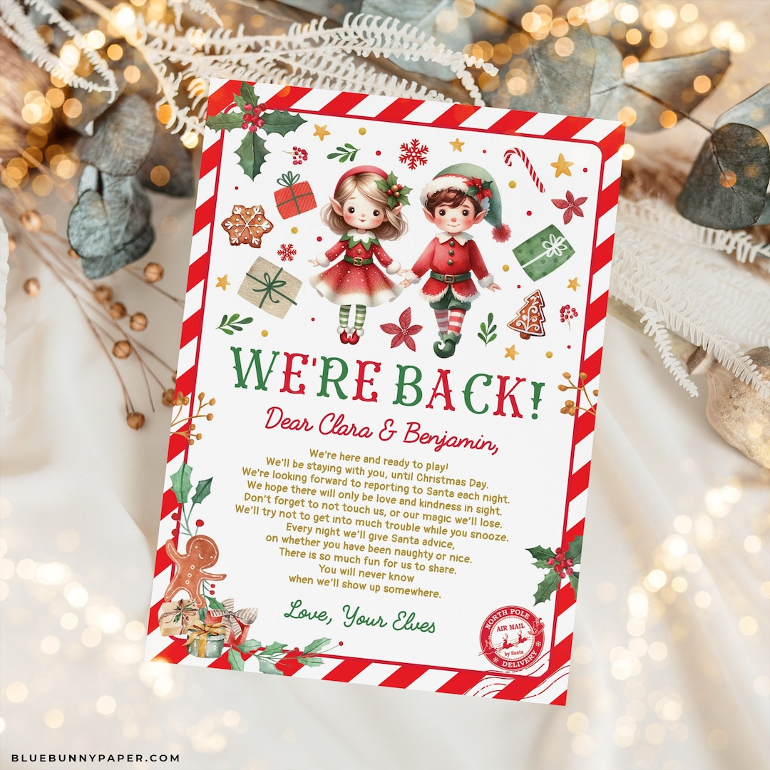 Editable Elf Arrival Letter We're Back Elves Letter Christmas Welcome ...