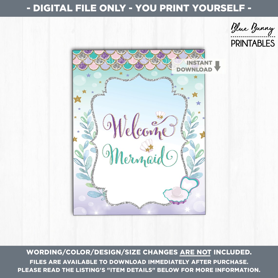 Mermaid Welcome Sign. Birthday Party Decoration. Ocean Sea - Etsy