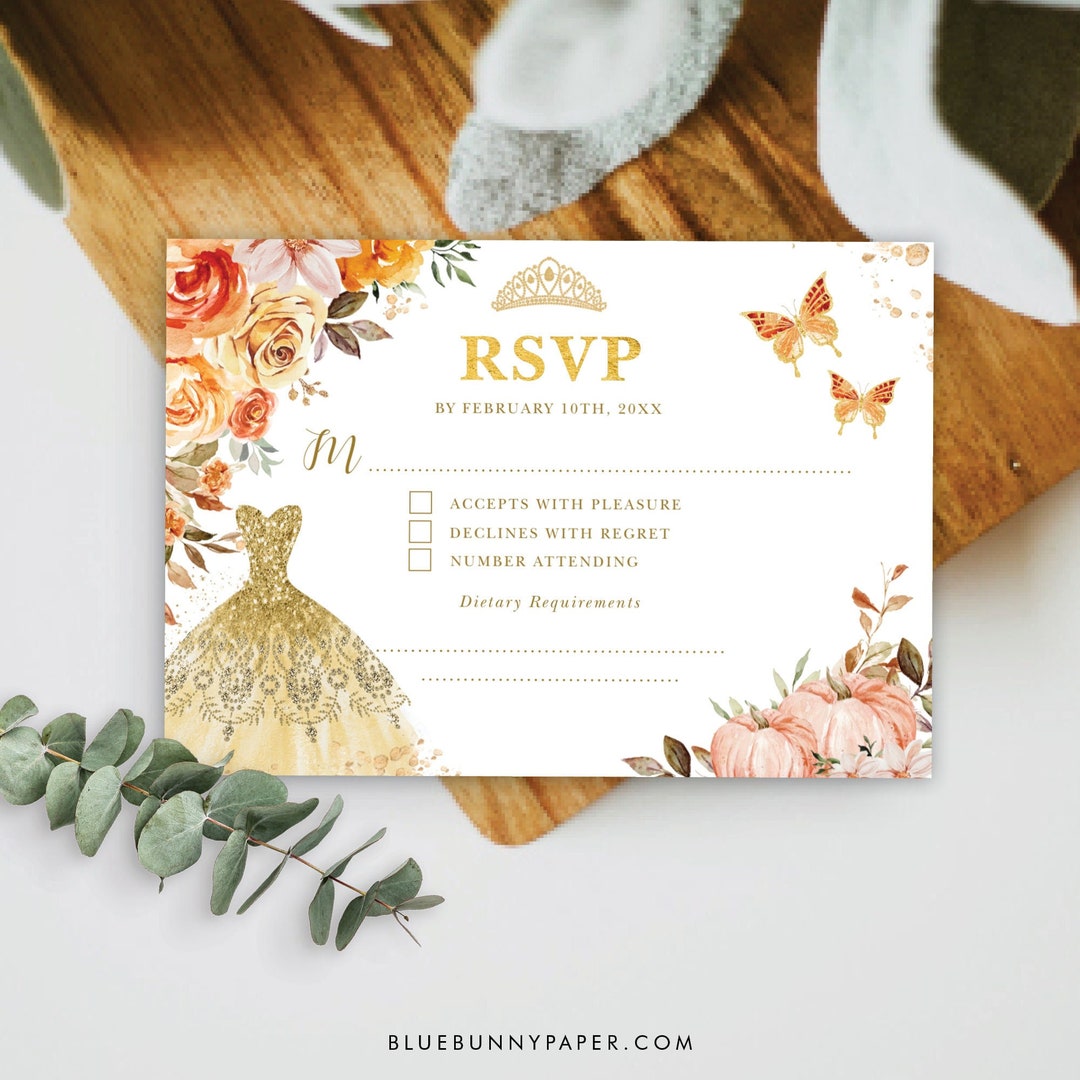 EDITABLE Fall Quinceañera RSVP Card, Boho Pumpkin Mis Quince 15 Anos ...