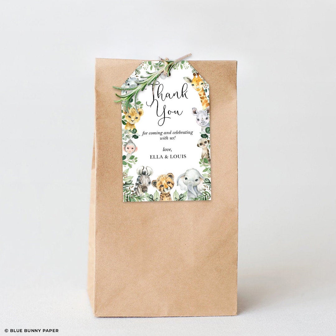 EDITABLE Jungle Favor Tag Template, Safari Baby Shower Gift Tag ...