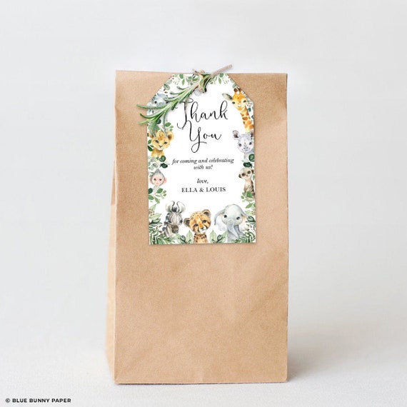 EDITABLE Jungle Favor Tag Template, Safari Baby Shower Gift Tag ...