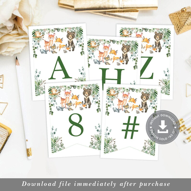 Woodland Animals Printable Banner Forest 1st Birthday Party - Etsy