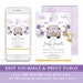 EDITABLE Drive Thru Birthday Invitation. Purple Floral Drive by Party ...