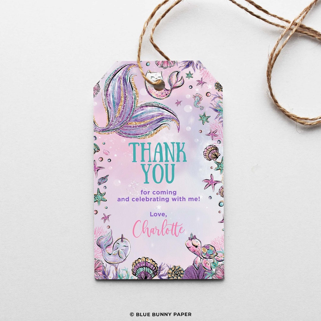 EDITABLE Mermaid Favor Tag Template, Under the Sea Birthday, Baby ...