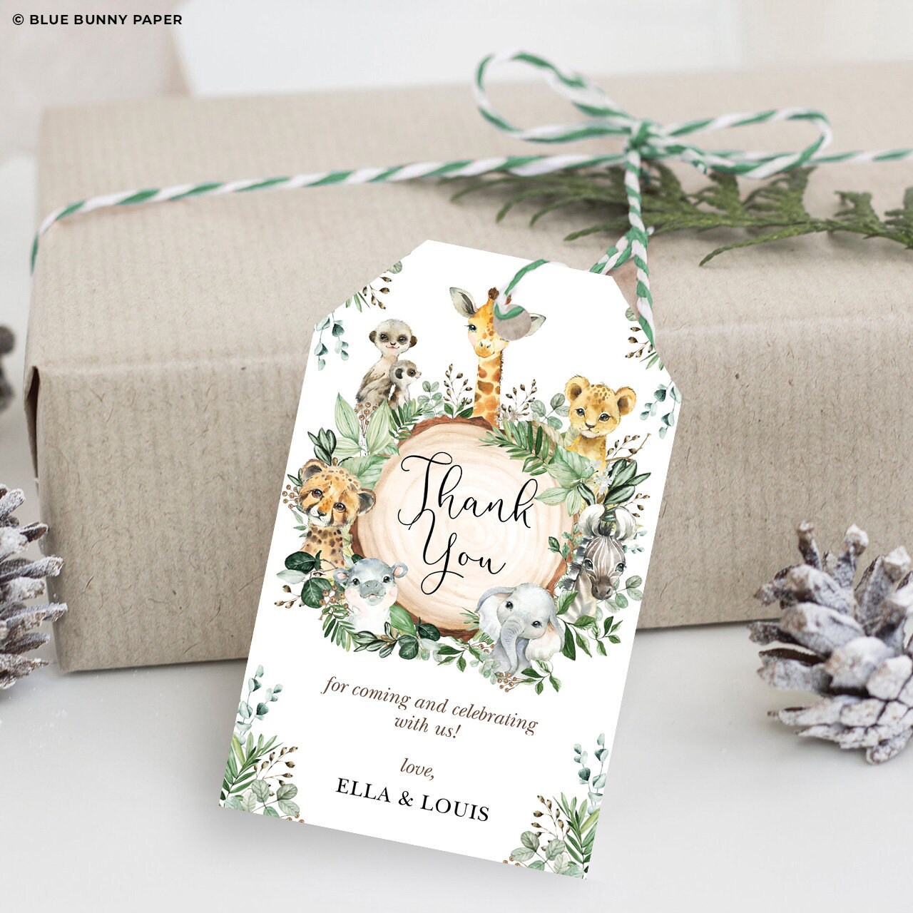 EDITABLE Safari Favor Tag Template Jungle Animals Baby Shower - Etsy